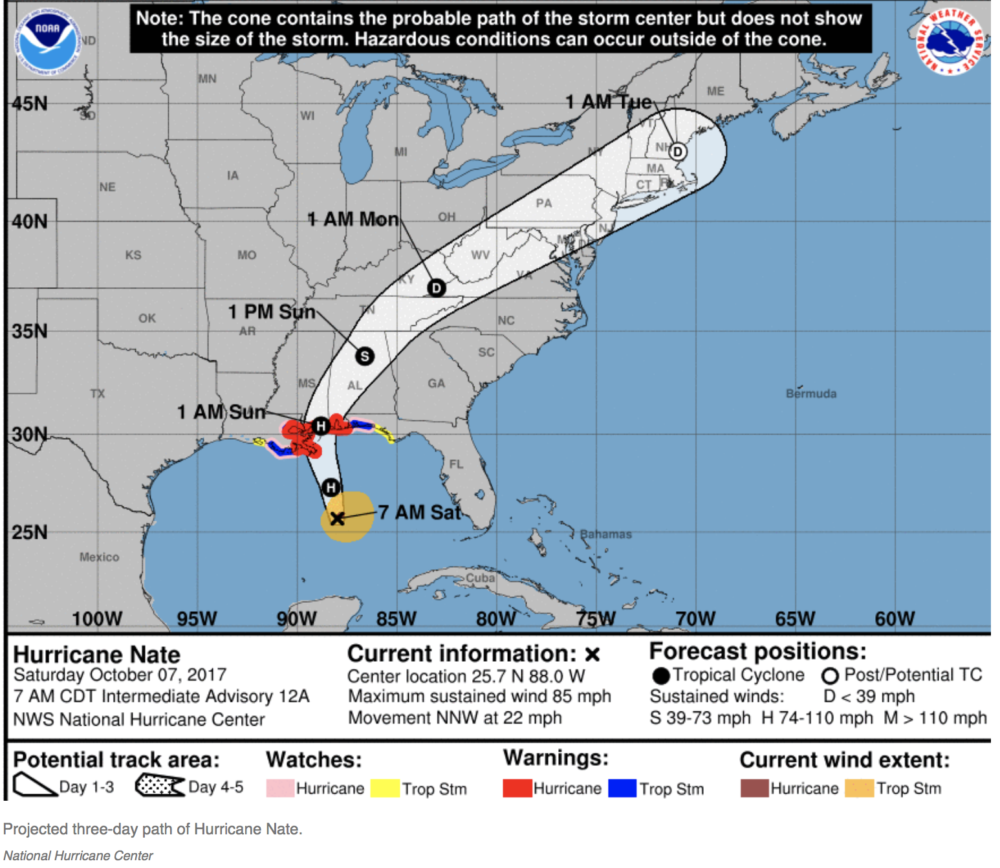 UPDATE: Hurricane Nate Moves Closer to Mississippi Coast – Houston ...