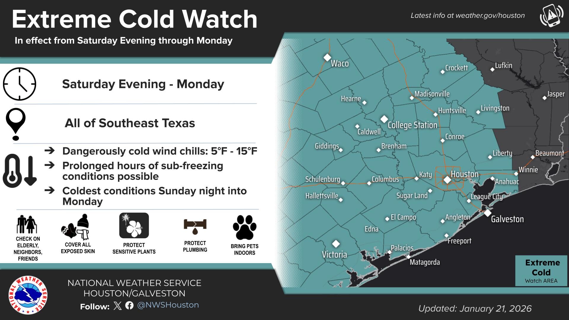 Possible freezing temperatures forecast for Houston area this weekend ...