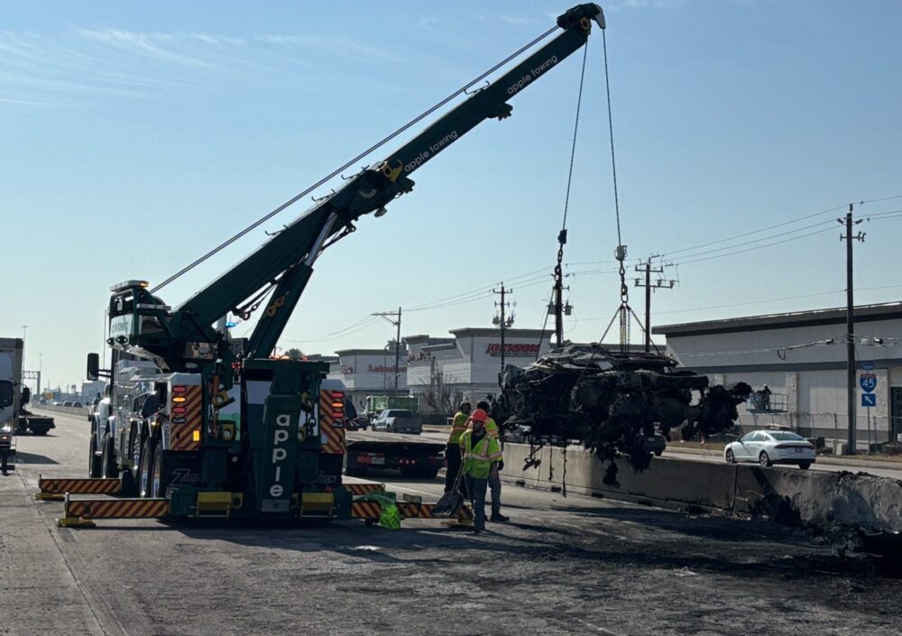 Fuel truck fire shuts down southbound lanes on I-45, HFD says – Houston ...